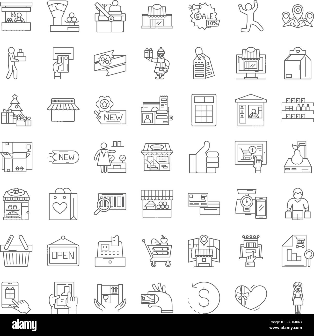 Retail linear icons, signs, symbols vector line illustration set Stock ...
