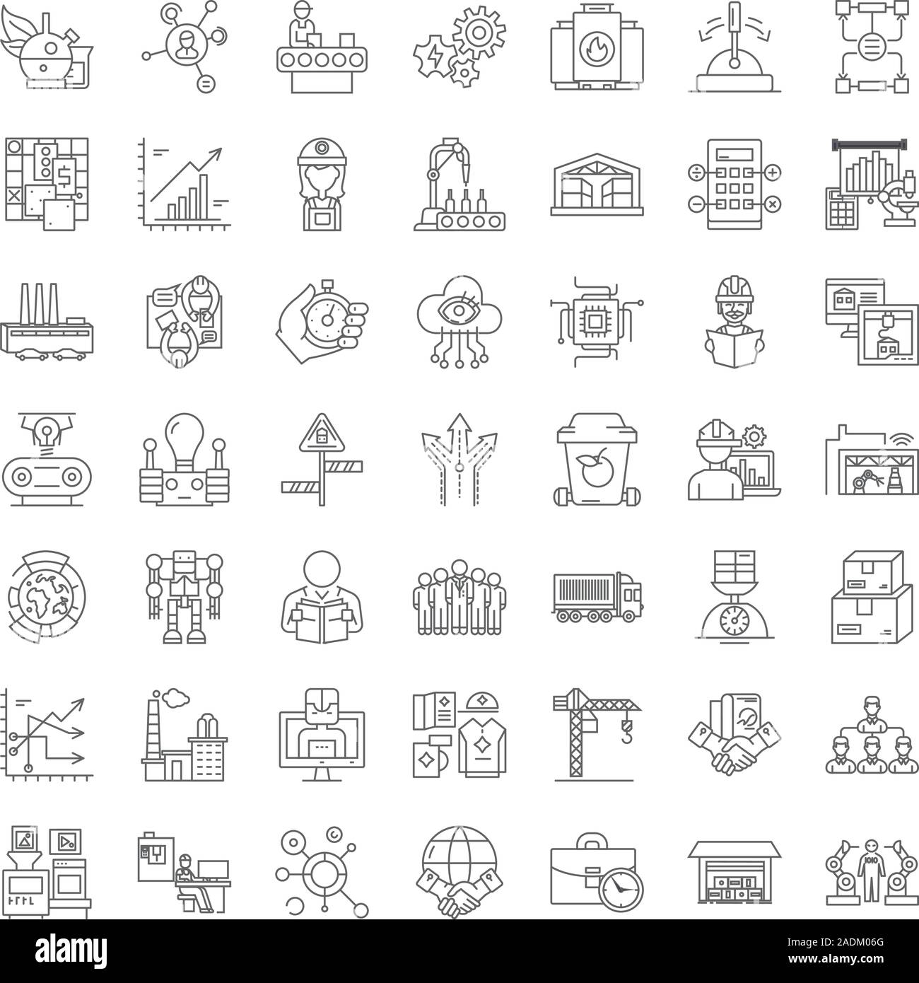Manufacturer factory linear icons, signs, symbols vector line ...