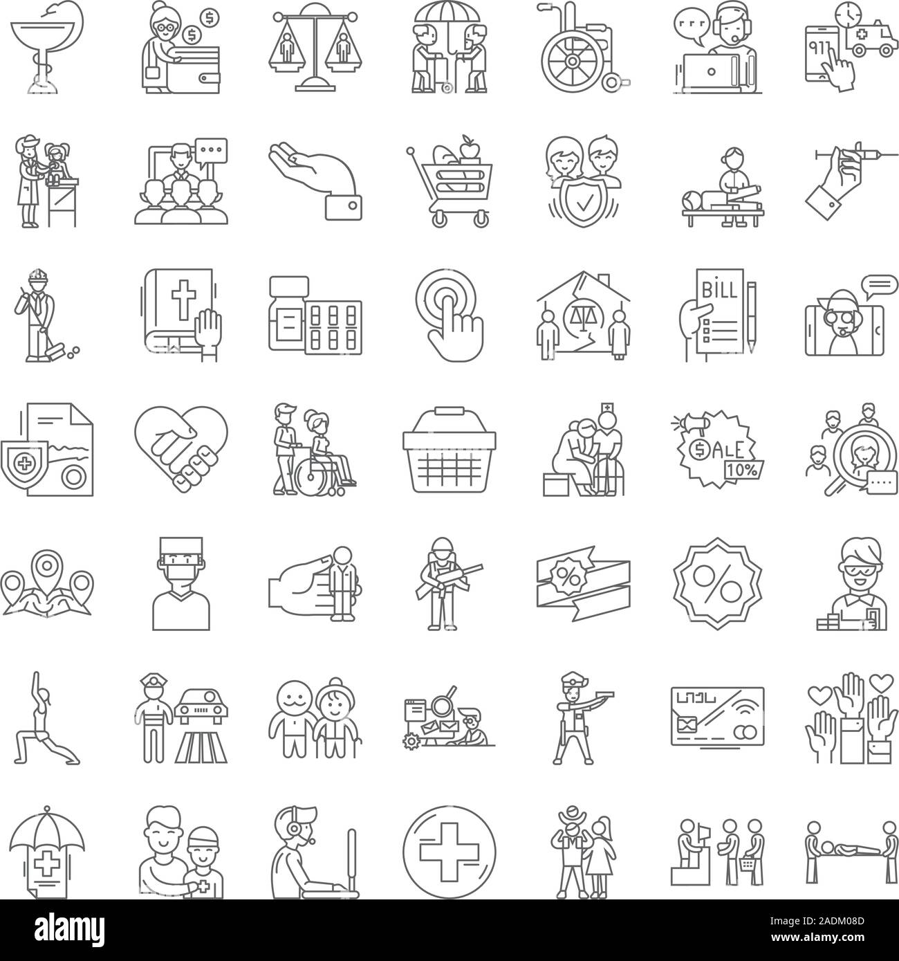 Supporting people linear icons, signs, symbols vector line illustration ...