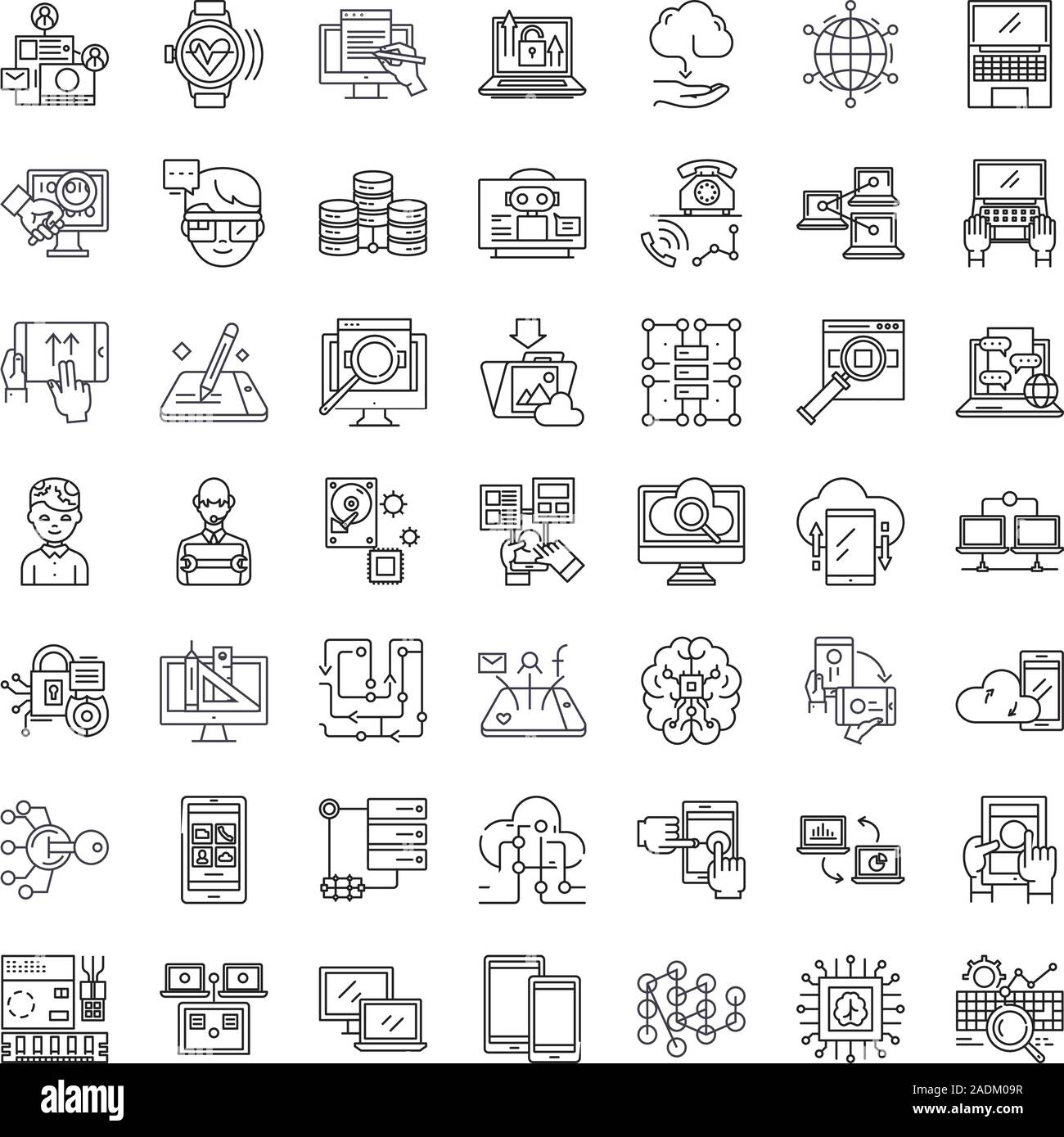 System administrator linear icons, signs, symbols vector line ...