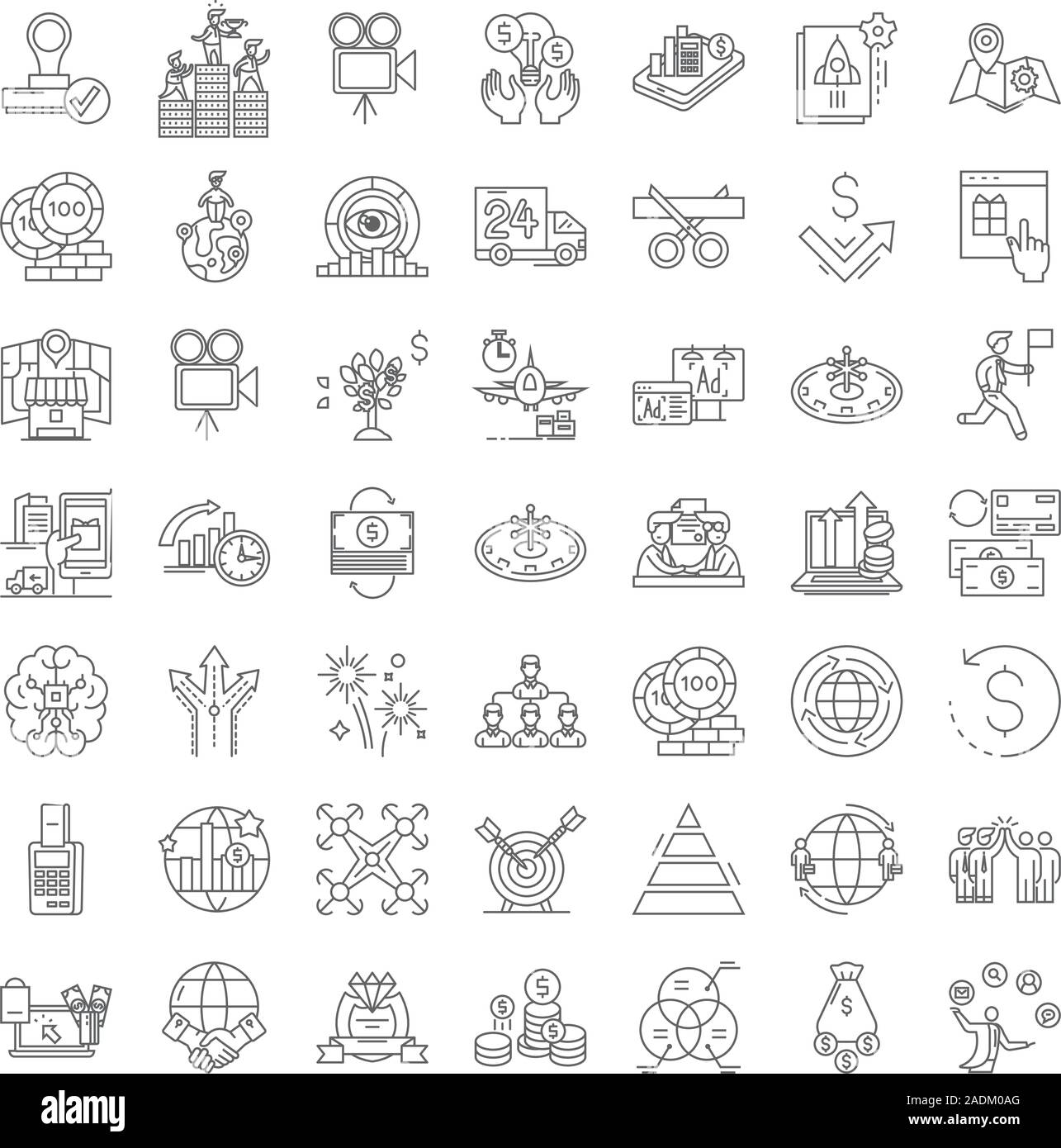 Successful business linear icons, signs, symbols vector line ...
