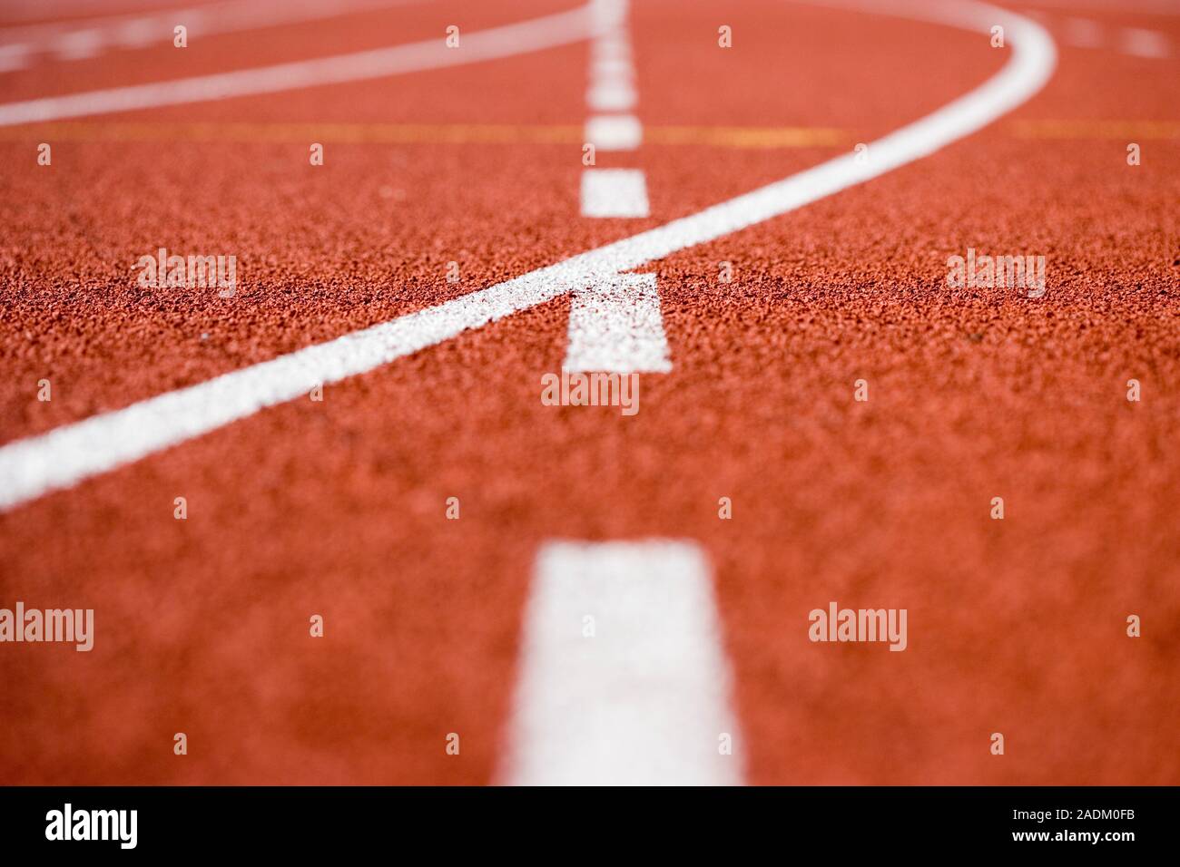 Athletics race track markings Stock Photo - Alamy