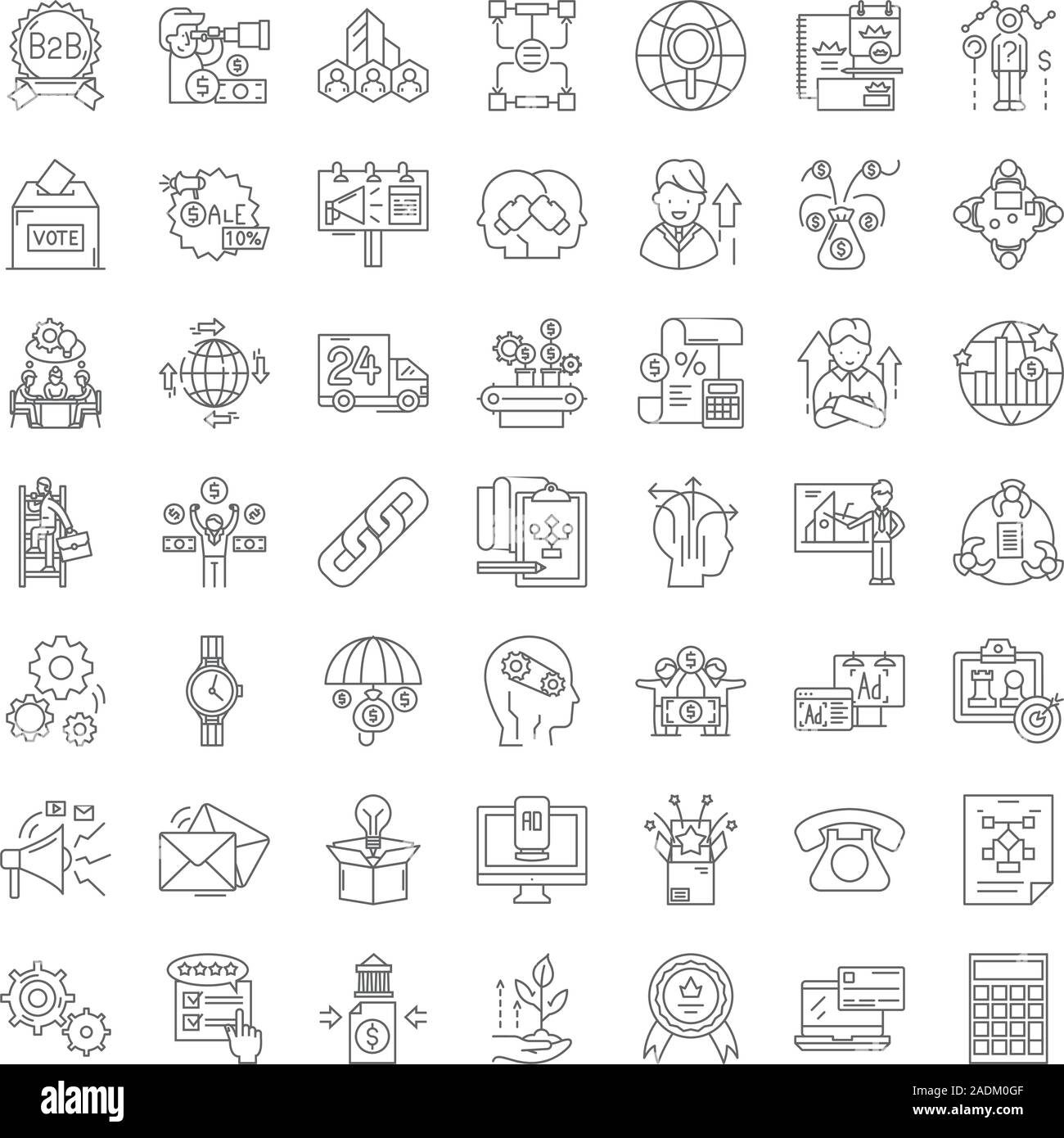 Strategic management linear icons, signs, symbols vector line ...