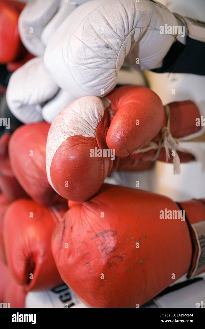 Assortment of used boxing gloves Stock Photo - Alamy