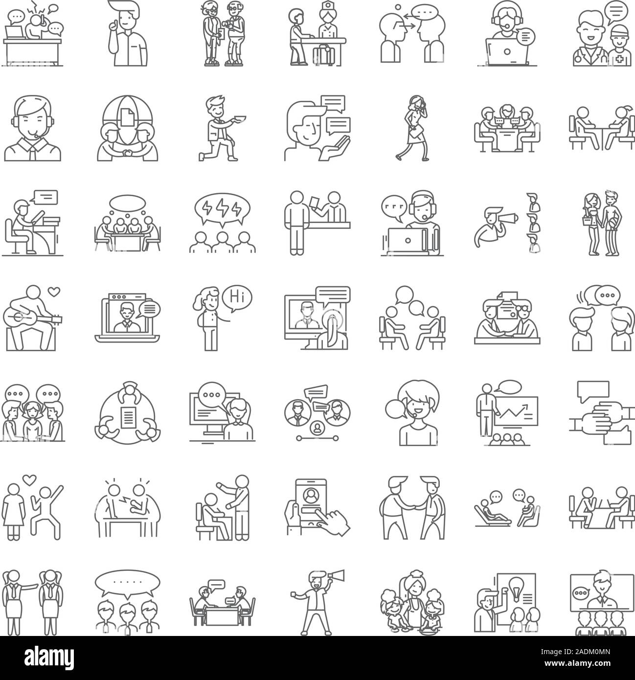 People talking linear icons, signs, symbols vector line illustration ...