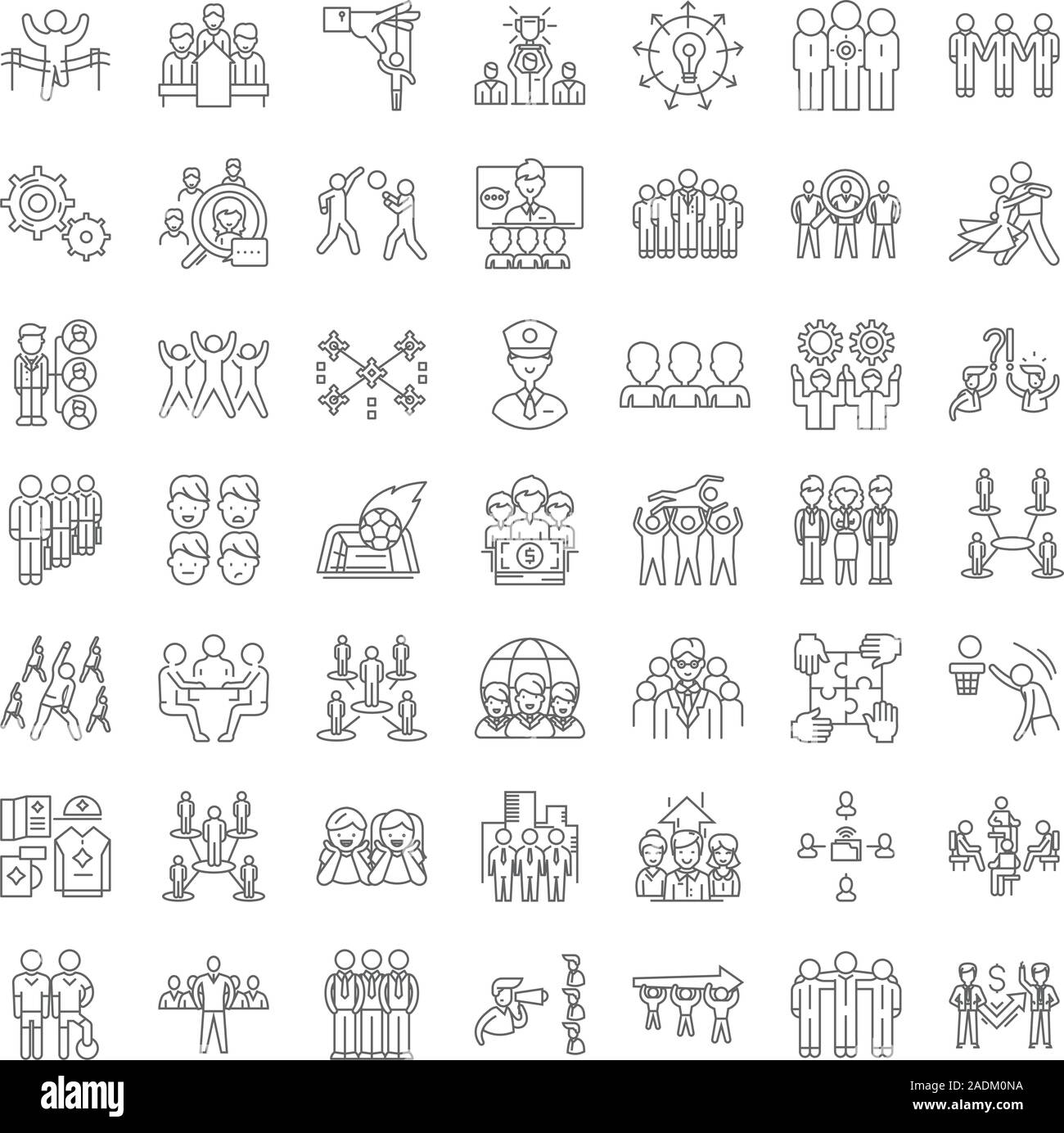 Team building linear icons, signs, symbols vector line illustration set ...