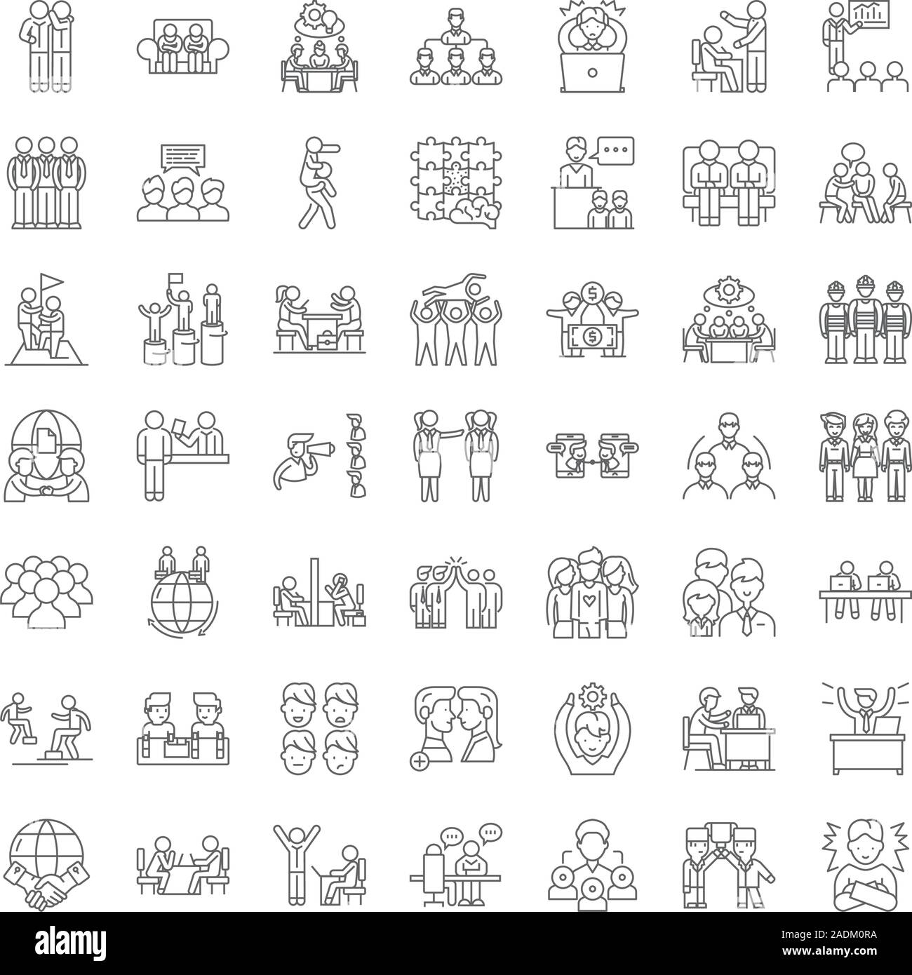 Teamwork linear icons, signs, symbols vector line illustration set ...