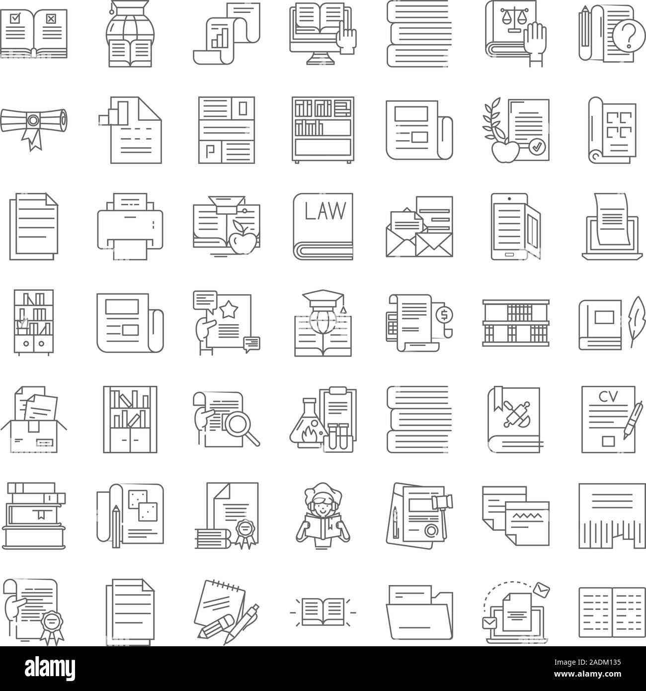 Writing linear icons, signs, symbols vector line illustration set Stock ...