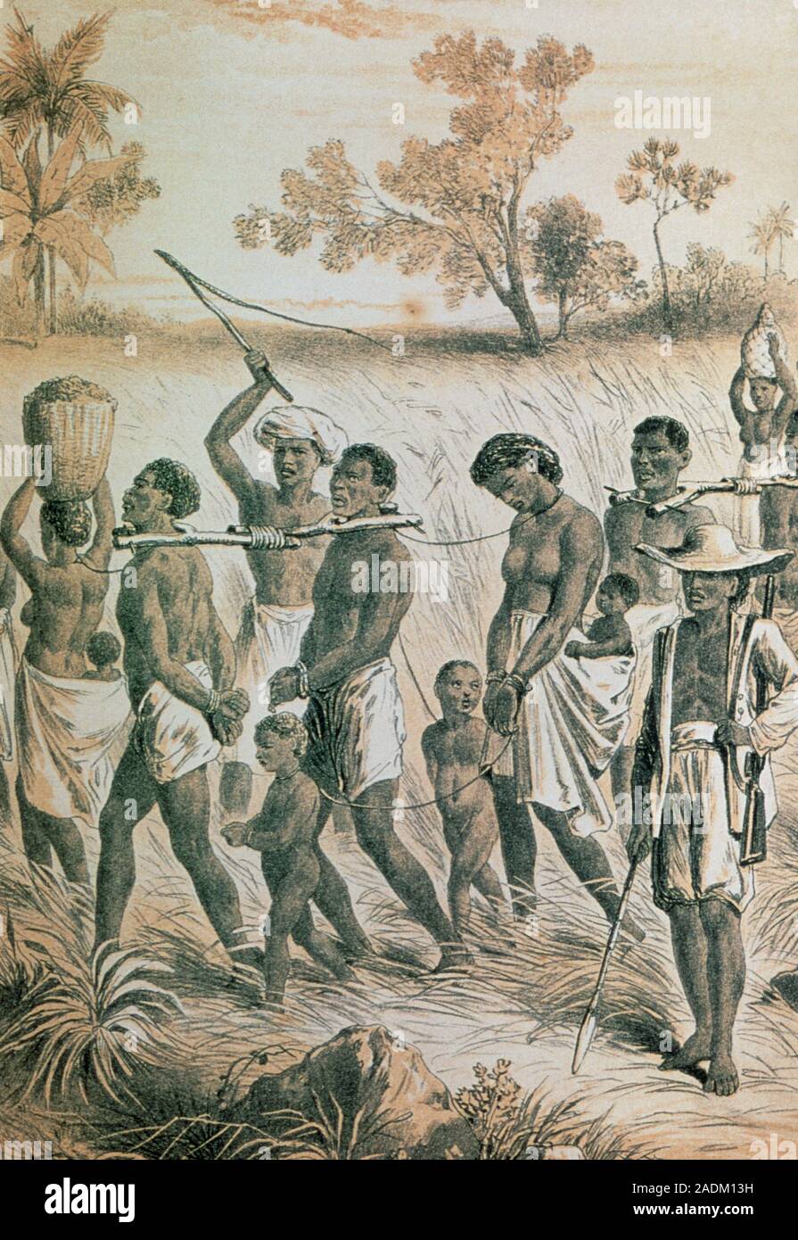 African slaves. Engraving of native African slaves during the 19th ...