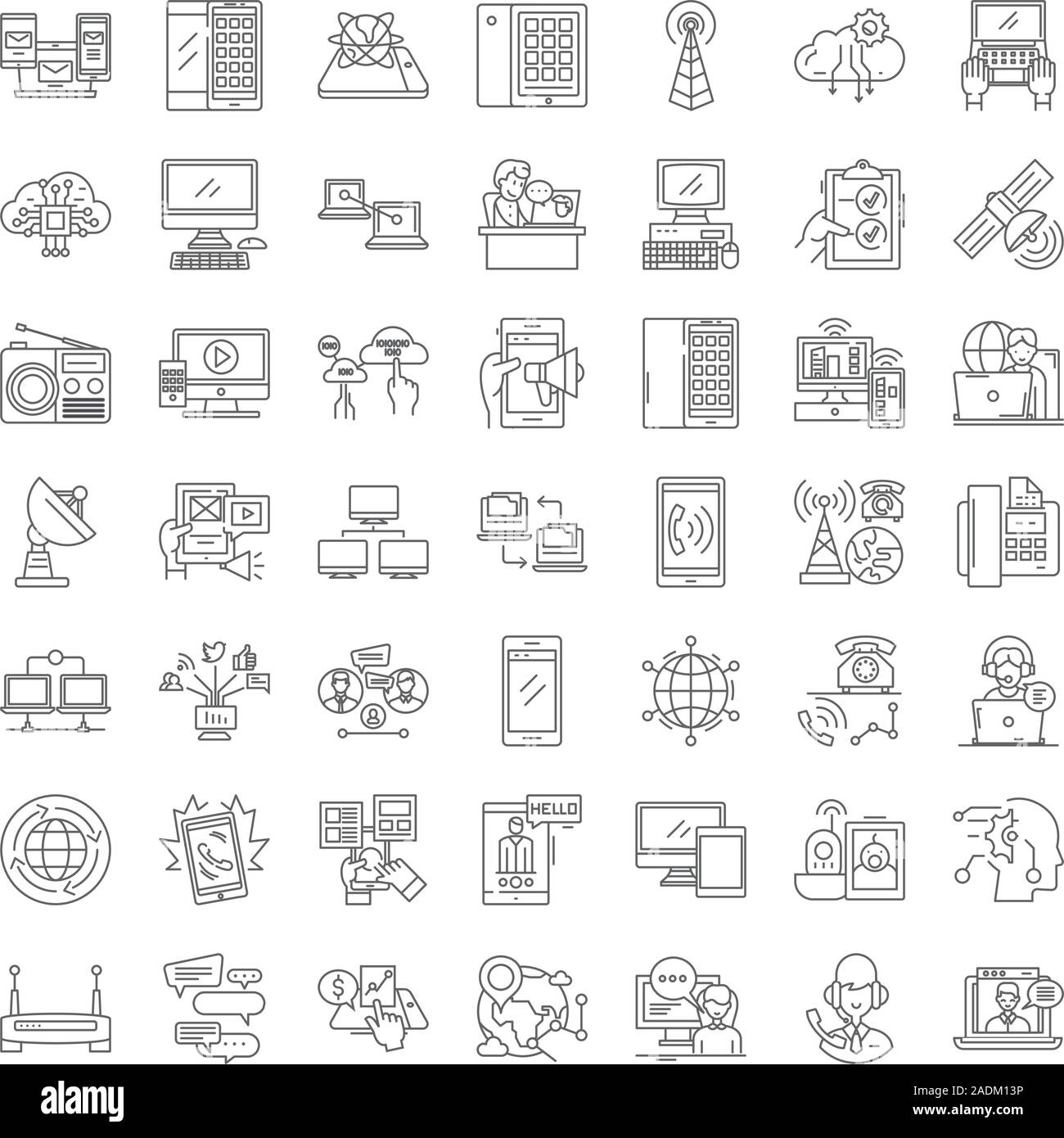Online communication linear icons, signs, symbols vector line ...