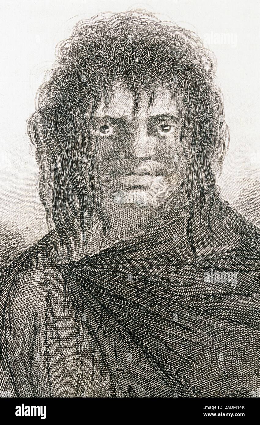 Native of Christmas Sound, Tierra del Fuego. Captain James Cook's ...