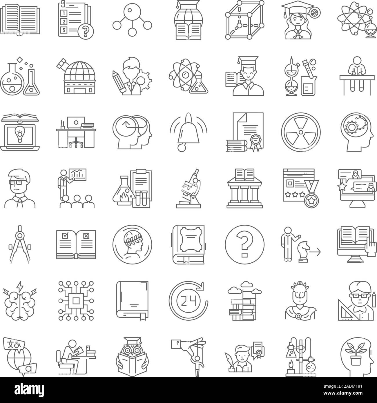 Teaching students linear icons, signs, symbols vector line illustration set Stock Vector Image ...