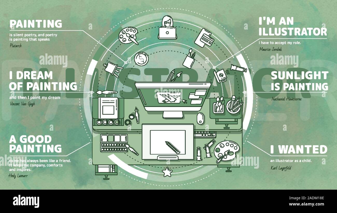 Illustrator - promotional illustration with text blocks on this topic ...