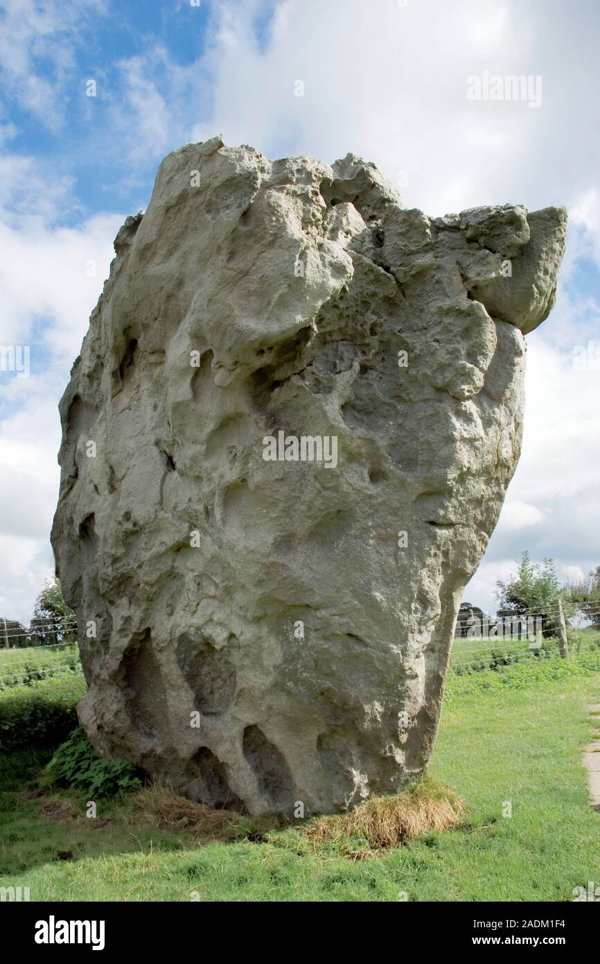 Neolithic standing stone. This stone is part of Avebury henge, a ...
