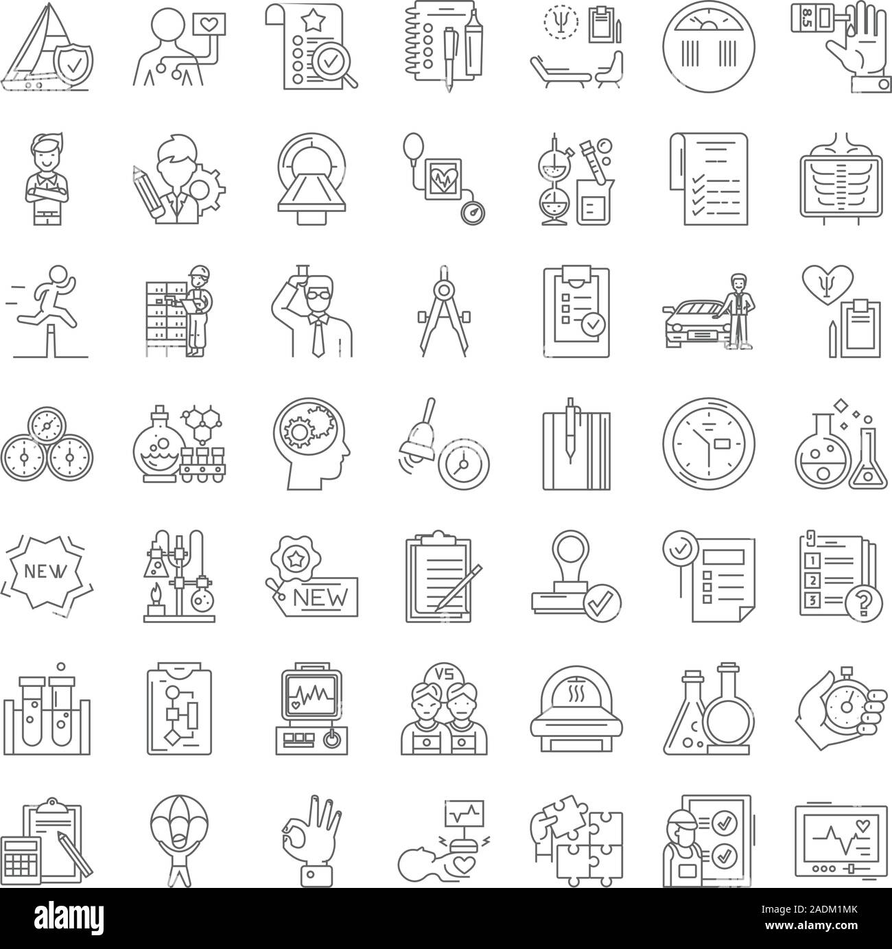 Test linear icons, signs, symbols vector line illustration set Stock ...