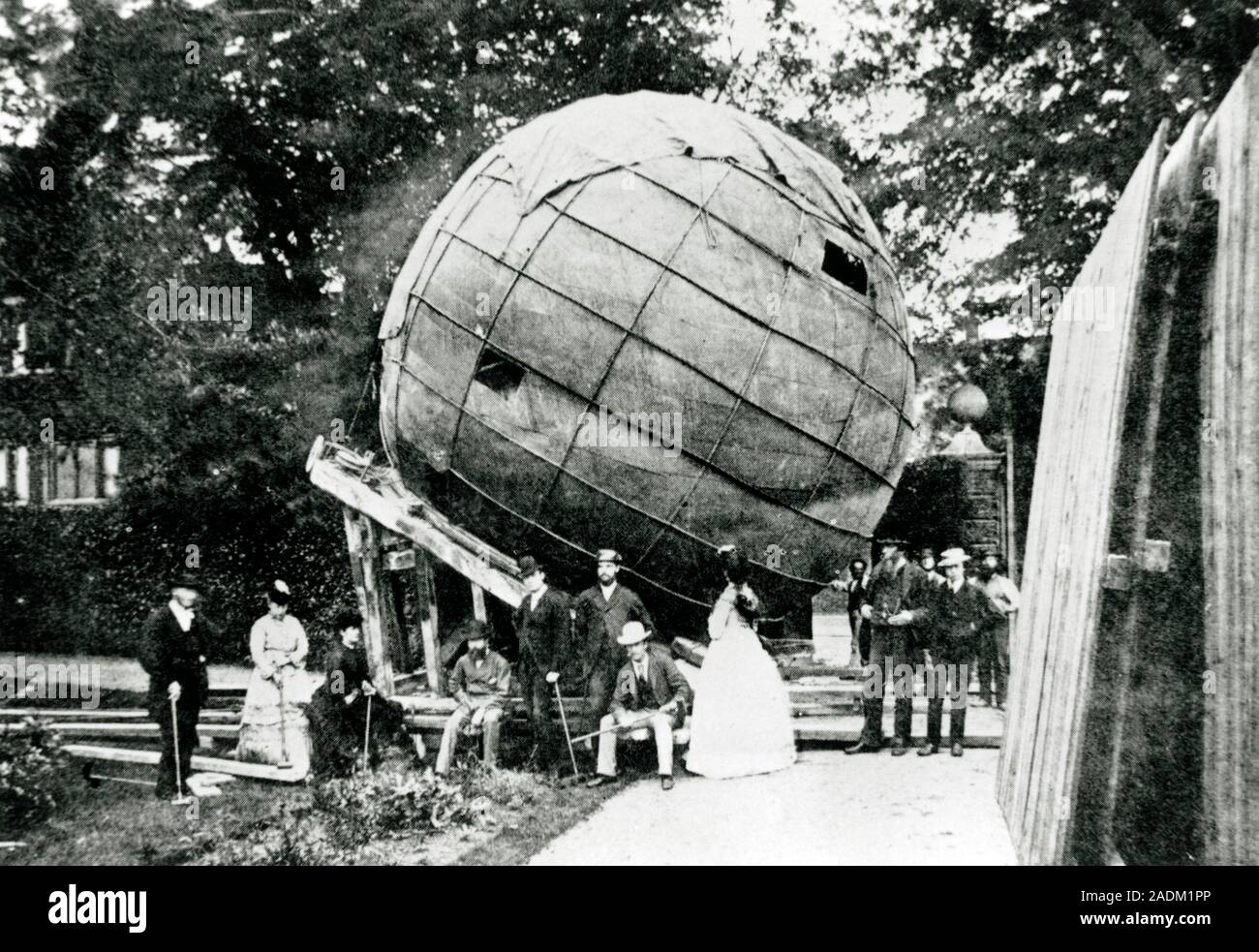 Planetarium. Exterior view of an early, spherical planetarium. The ...