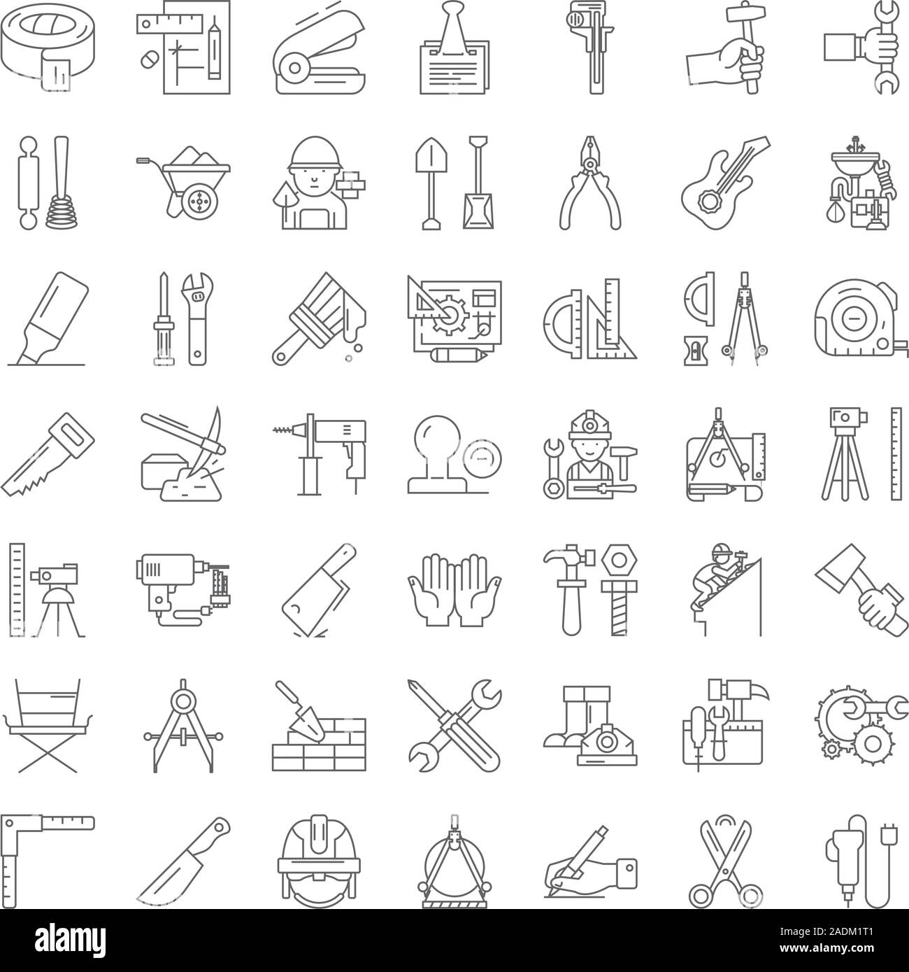 Diy tools linear icons, signs, symbols vector line illustration set ...