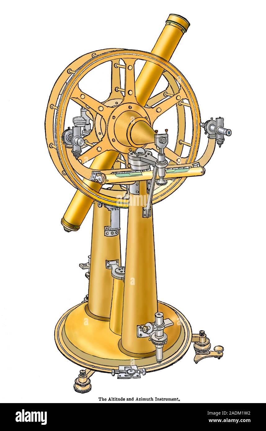 Astronomical instrument. Historical artwork of an altazimuth instrument ...