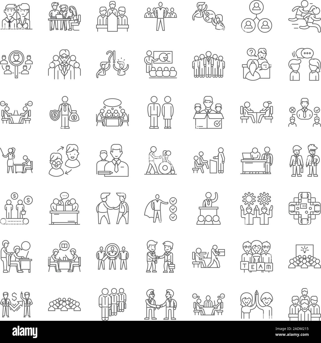Group work linear icons, signs, symbols vector line illustration set Stock Vector Image & Art ...