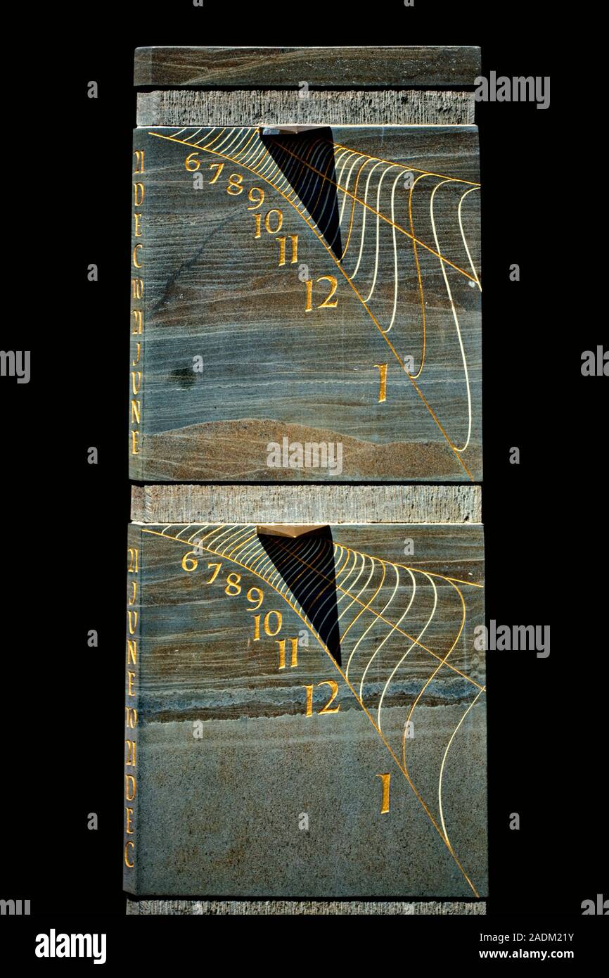 Garden sundial. This sundial is used to measure time by the position of ...