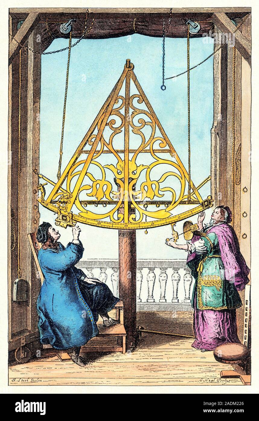 Astronomical sextant. Historical artwork of Johannes Hevelius (1611 ...