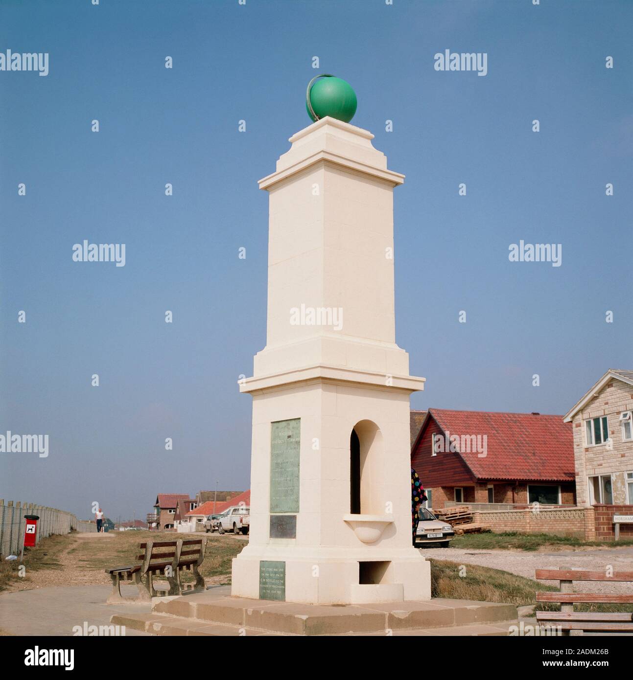 Peacehaven Monument, the spot from which the Greenwich meridian leaves ...