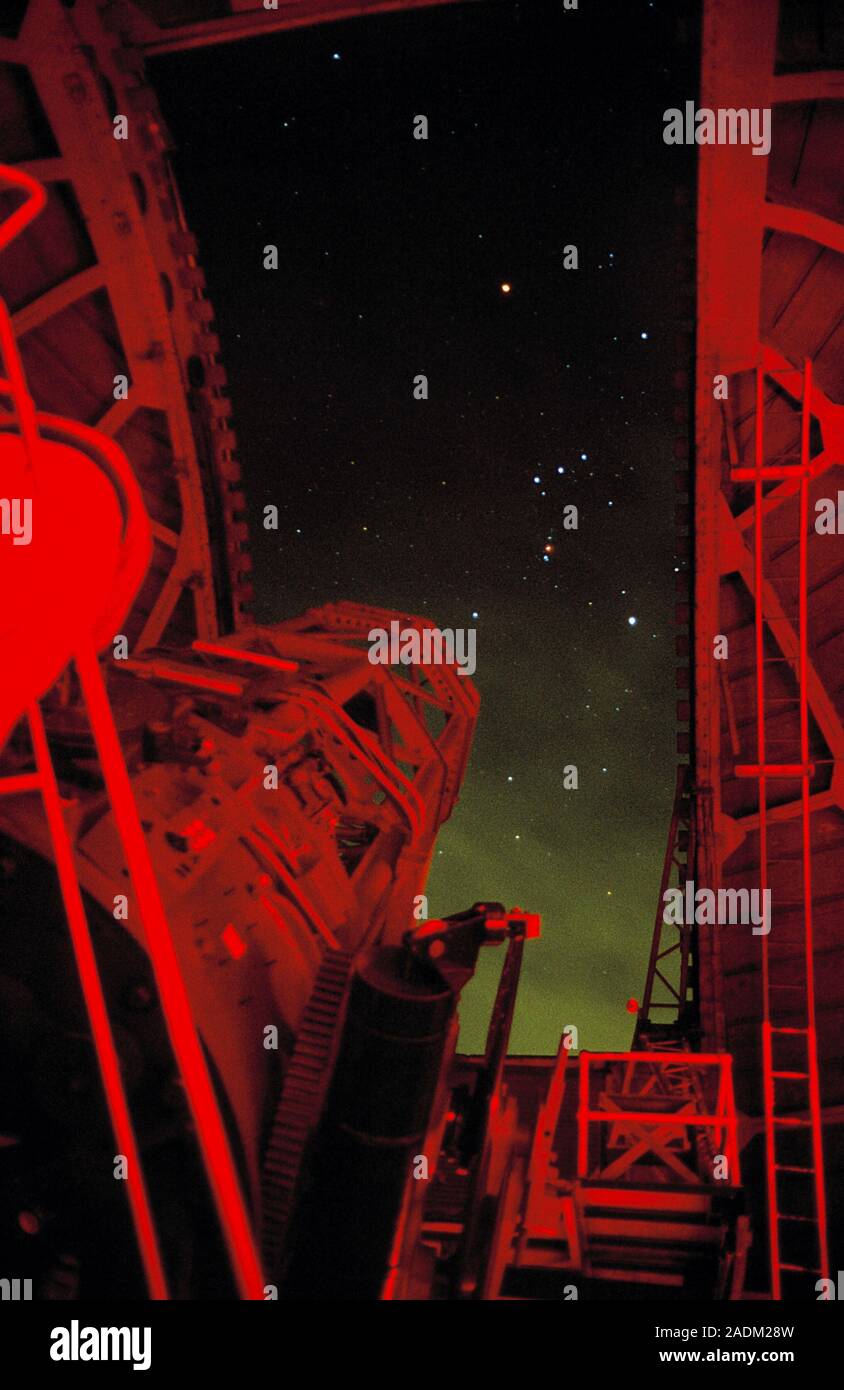 Mount Wilson telescope. The 60-inch (1.52 metre) telescope, seen from ...