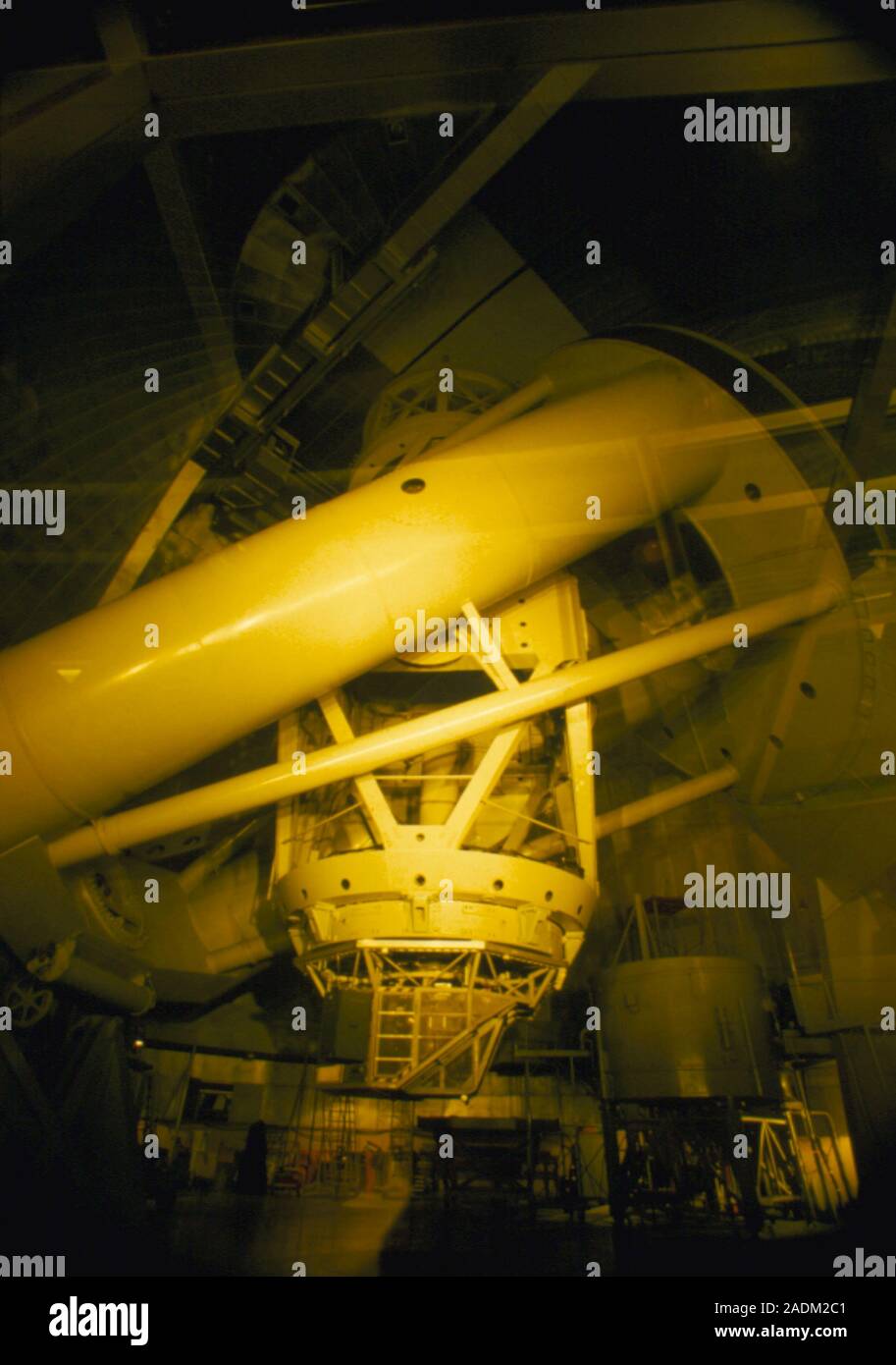 View of 200in. Hale telescope observation cage from the viewing gallery ...