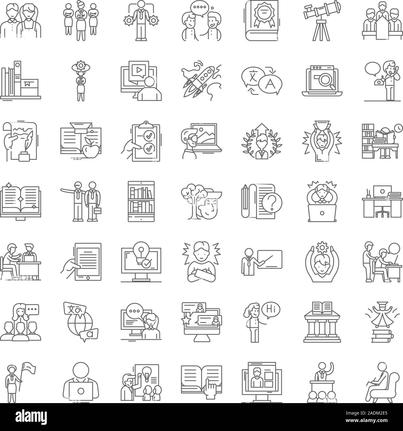 Training course linear icons, signs, symbols vector line illustration ...