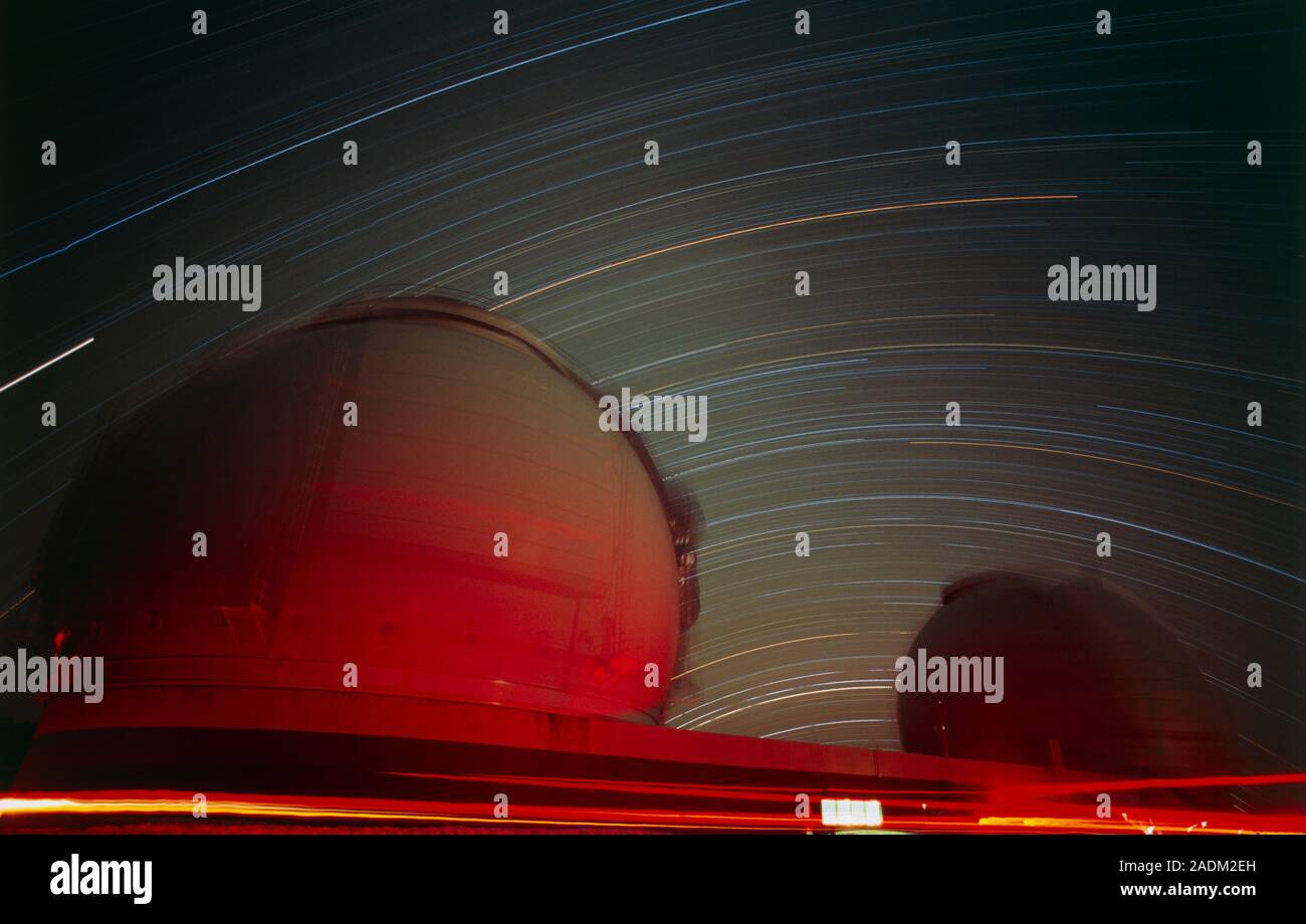 Keck observatories. Domes of the Keck I (at left) and Keck II optical ...