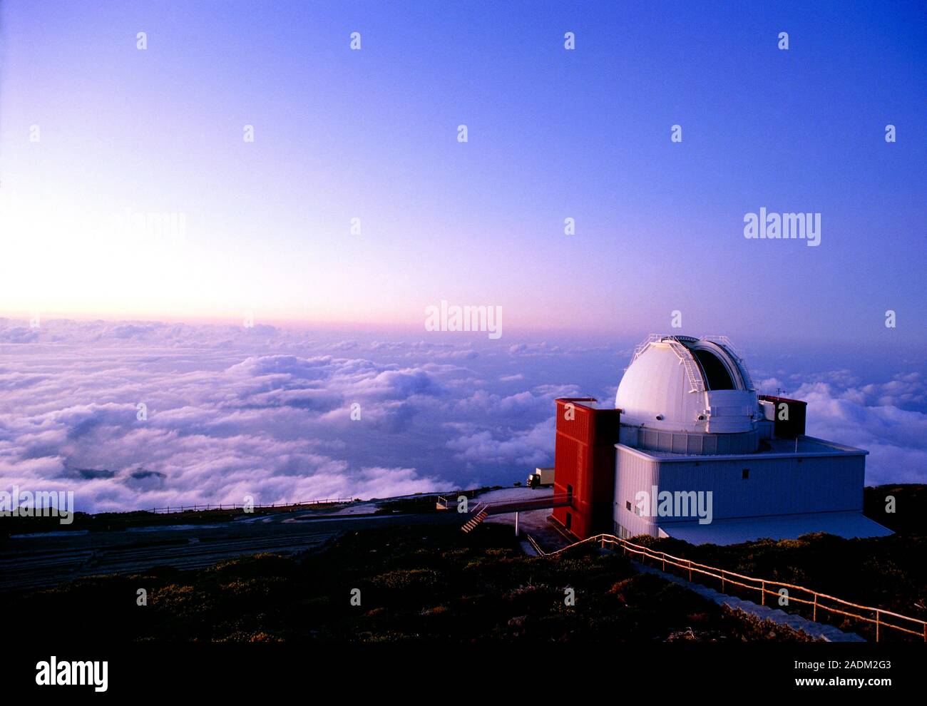 Evening view of the dome of the 2.5 metre (100- inch) Isaac Newton ...