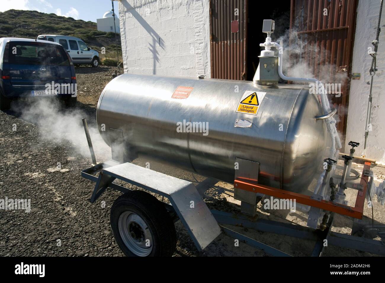 Liquid nitrogen tank. Truck used to carry liquid nitrogen around an ...