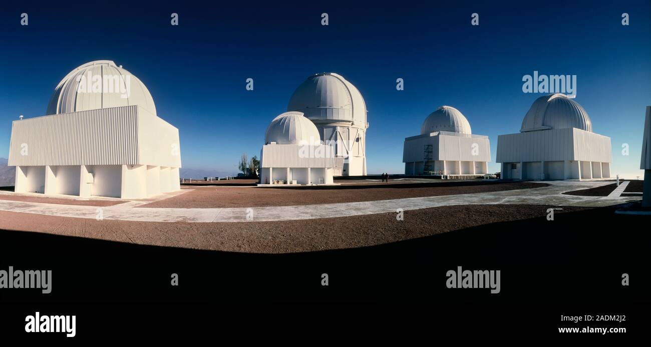 Cerro Tololo observatory. Telescope domes at the Cerro Tololo Inter ...