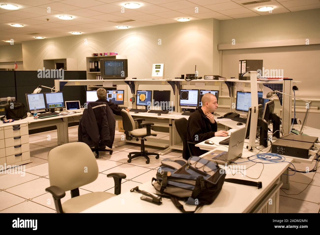 Paranal Observatory's control room. Researchers working inside the ...