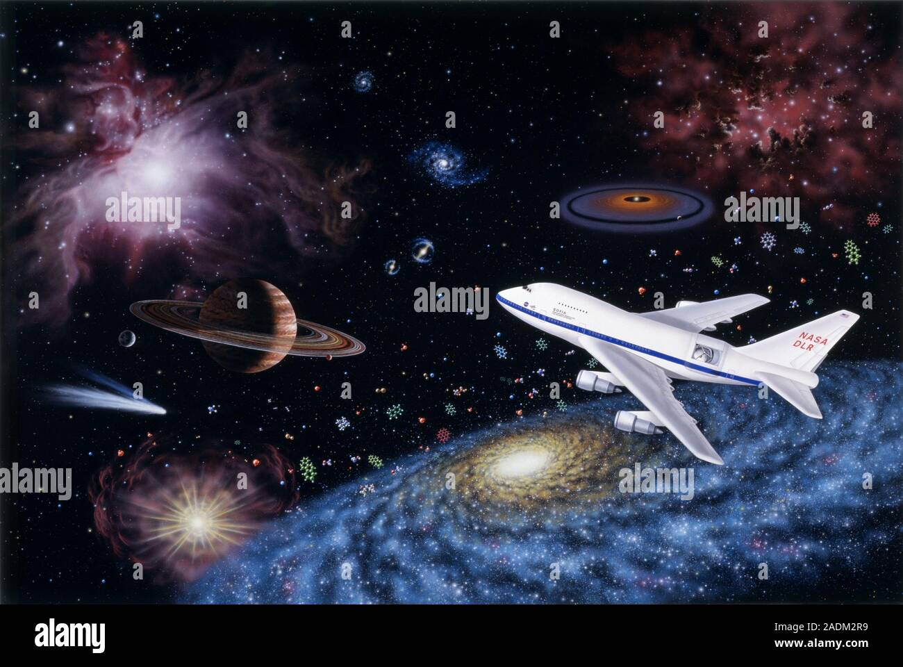 SOFIA infrared observatory. Artwork of SOFIA (Stratospheric Observatory for Infrared Astronomy ...