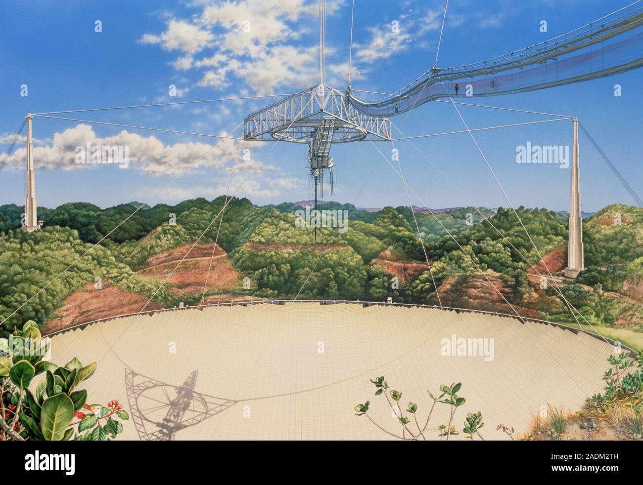 Arecibo radio observatory. Illustration of the Arecibo radio telescope ...