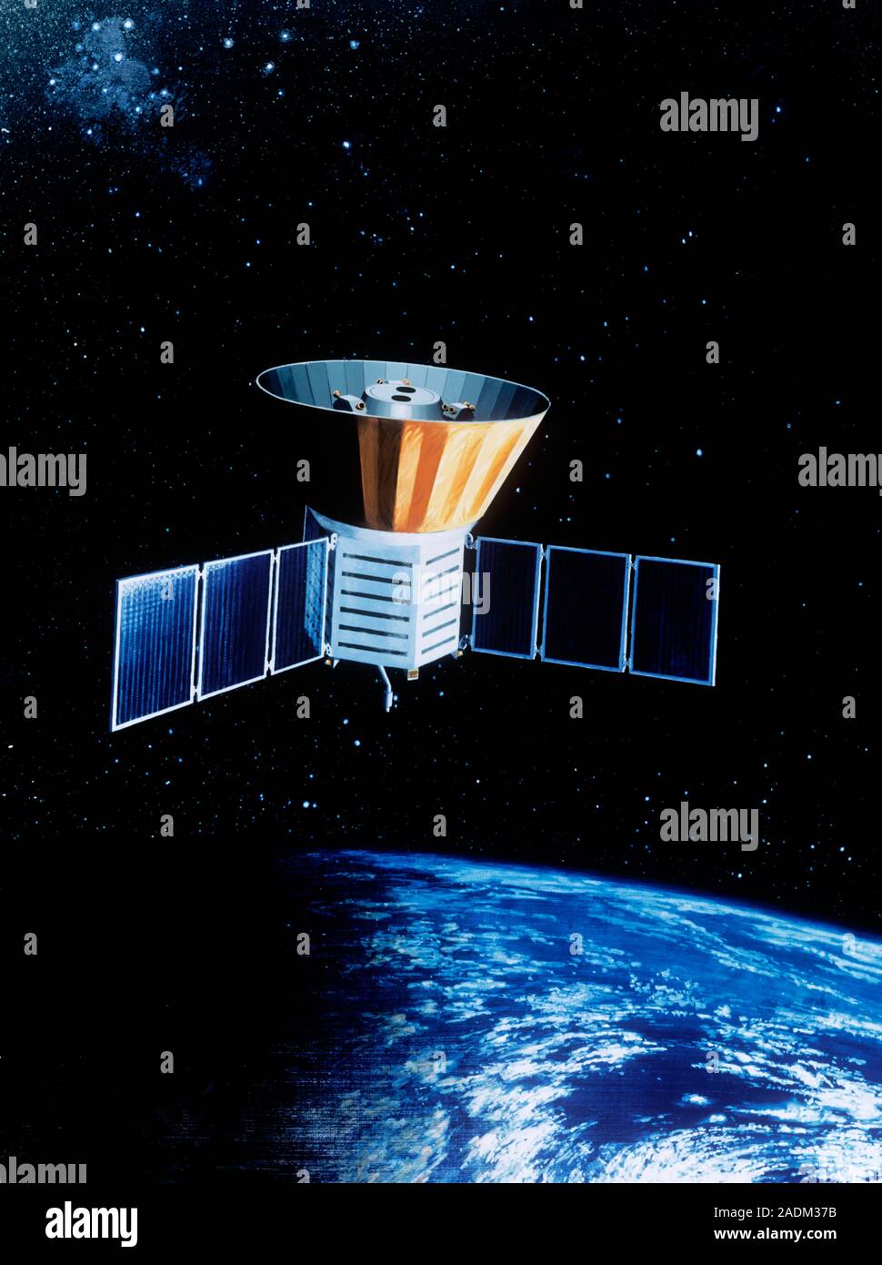 Artist's impression of the Cosmic Background Explorer (COBE) satellite ...