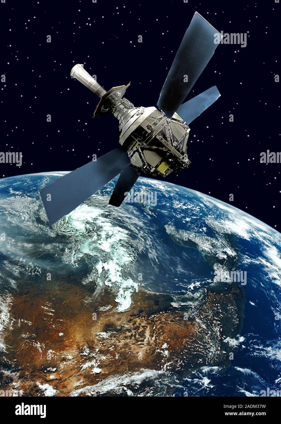 Gravity Probe B satellite (GP-B). Composite image of the GP-B satellite ...