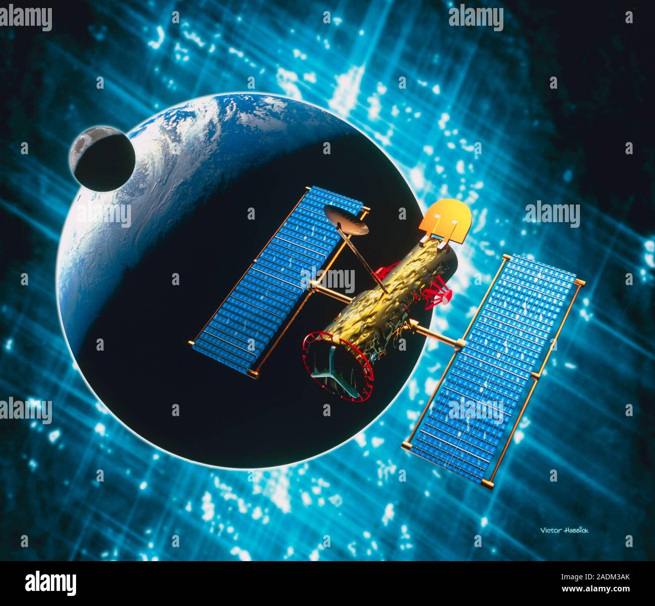 Hubble Space Telescope. Computer illustration of the Hubble Space ...