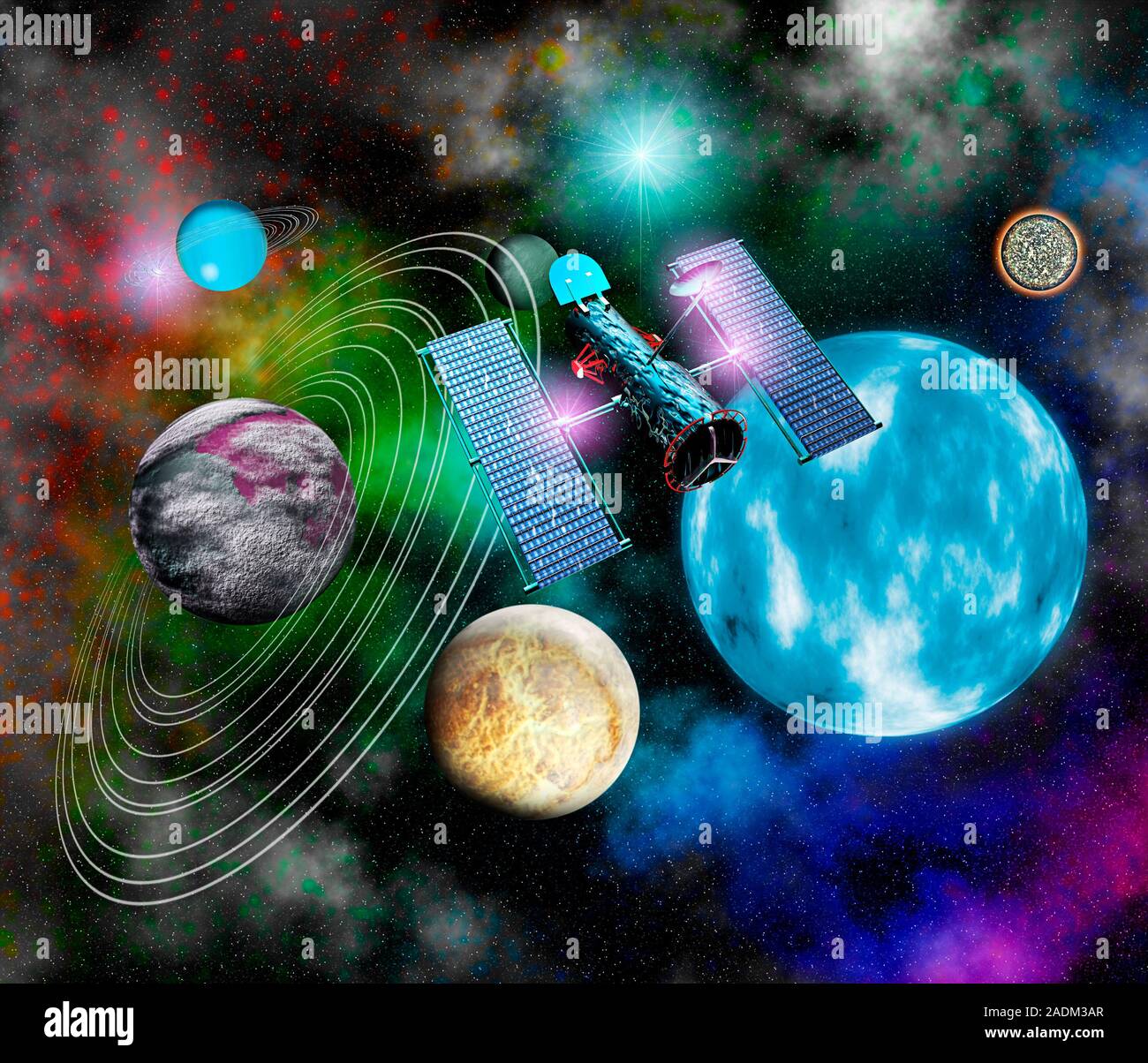 Hubble Space Telescope. Computer illustration of the Hubble Space ...