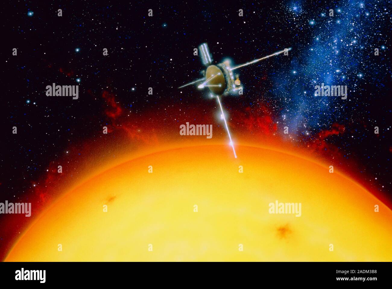 Artist's impression of the Ulysses spacecraft approaching the Sun. Due ...