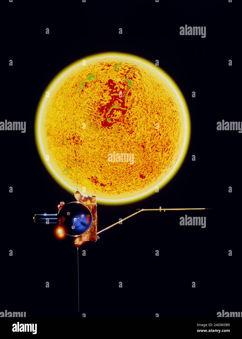 Artist's impression of the Ulysses spacecraft approaching the sun ...