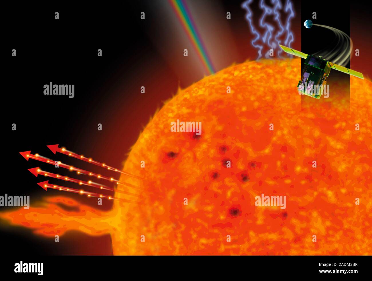 SOHO and the Sun. Computer illustration of the Solar and Heliospheric ...
