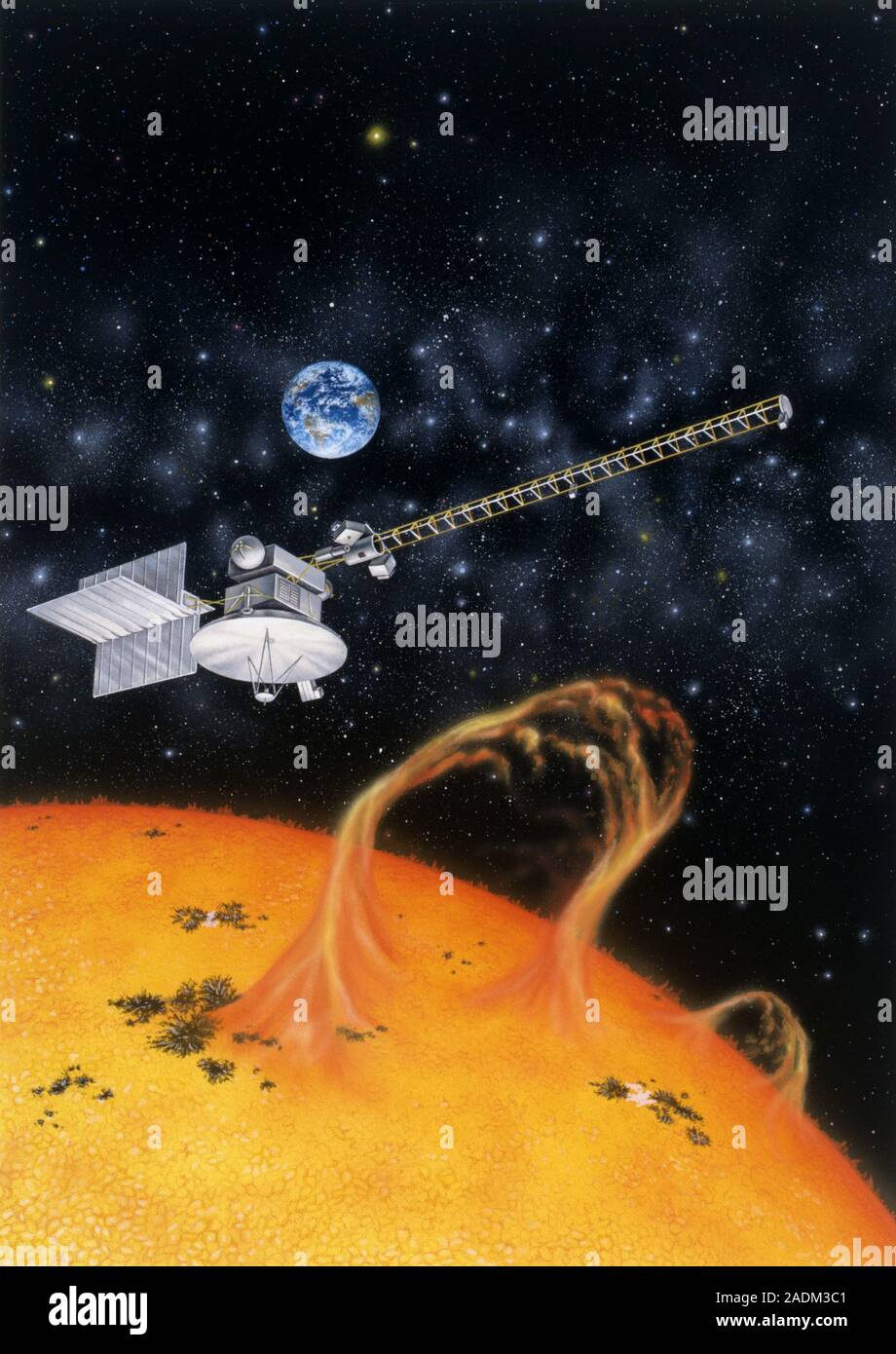 Ulysses spacecraft. Artwork of the spacecraft Ulysses orbiting the Sun ...