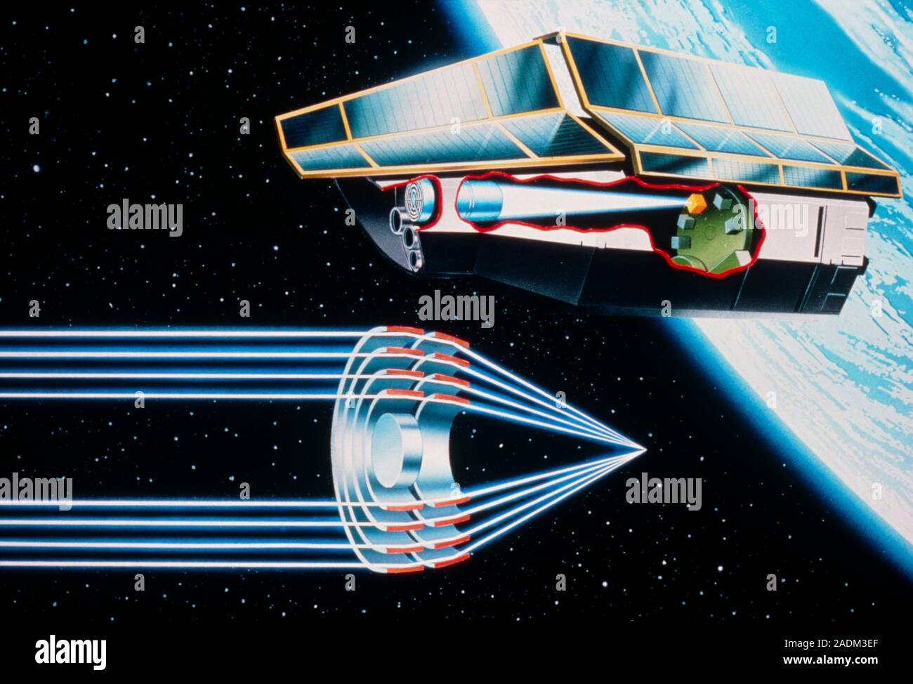 Einstein Observatory. Artist's impression of the Einstein X-ray observatory in orbit. The ...