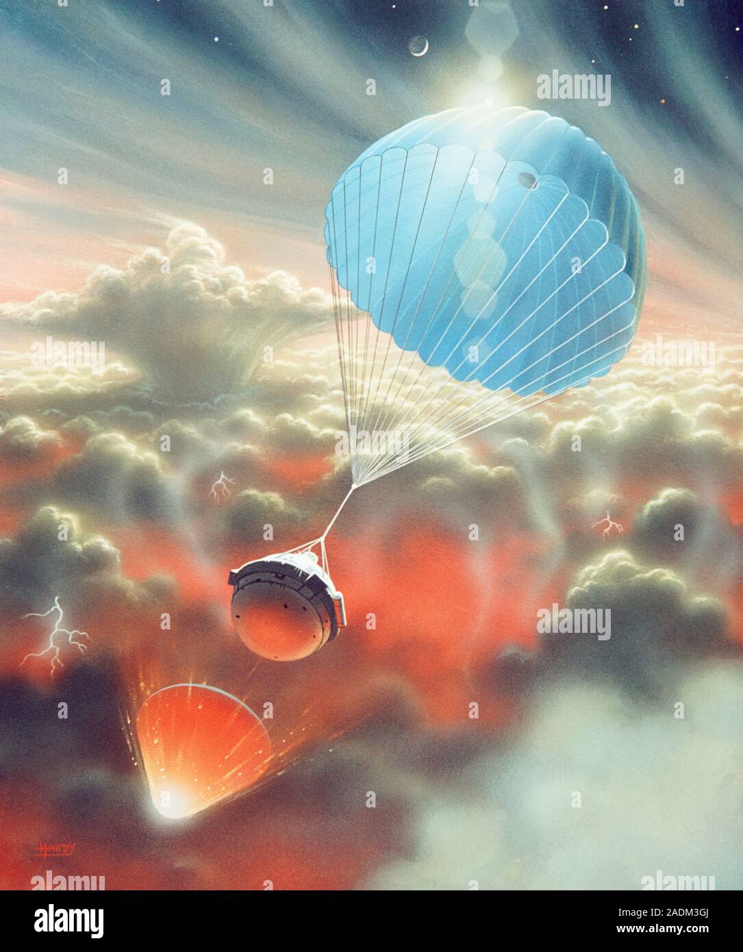 Galileo probe at Jupiter. Artist's impression of the Galileo ...