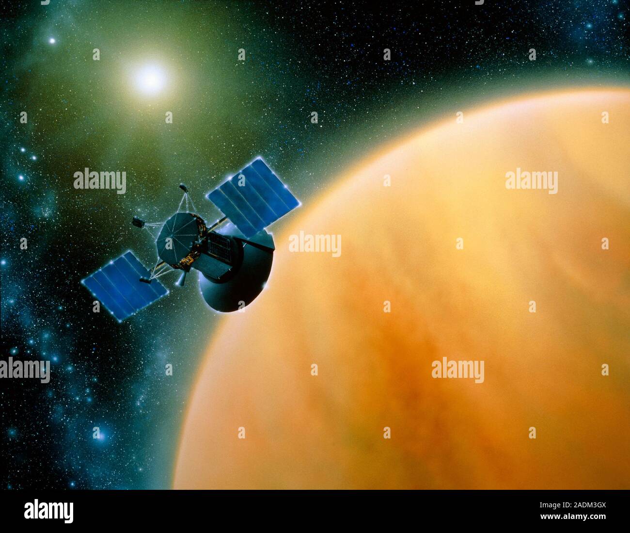 Artist's impression of NASA's Magellan spacecraft performing its survey ...