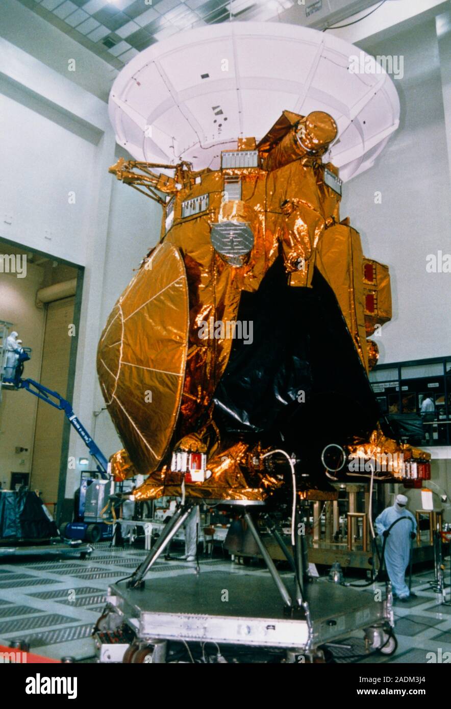 Cassini spacecraft. Fully-completed Cassini space- craft, designed to ...