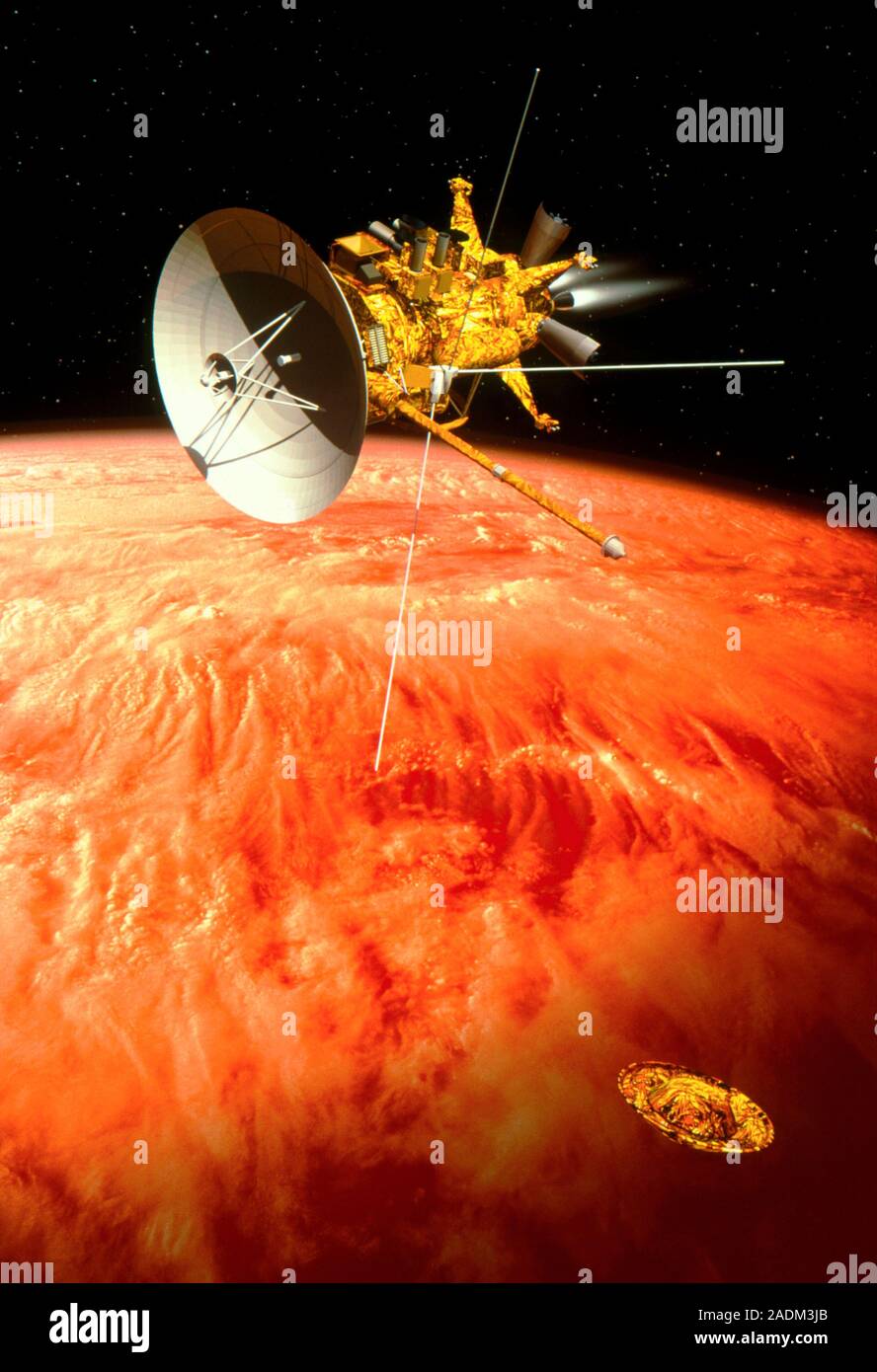 Huygens probe at Titan. Artist's impression of the Huygens probe ...