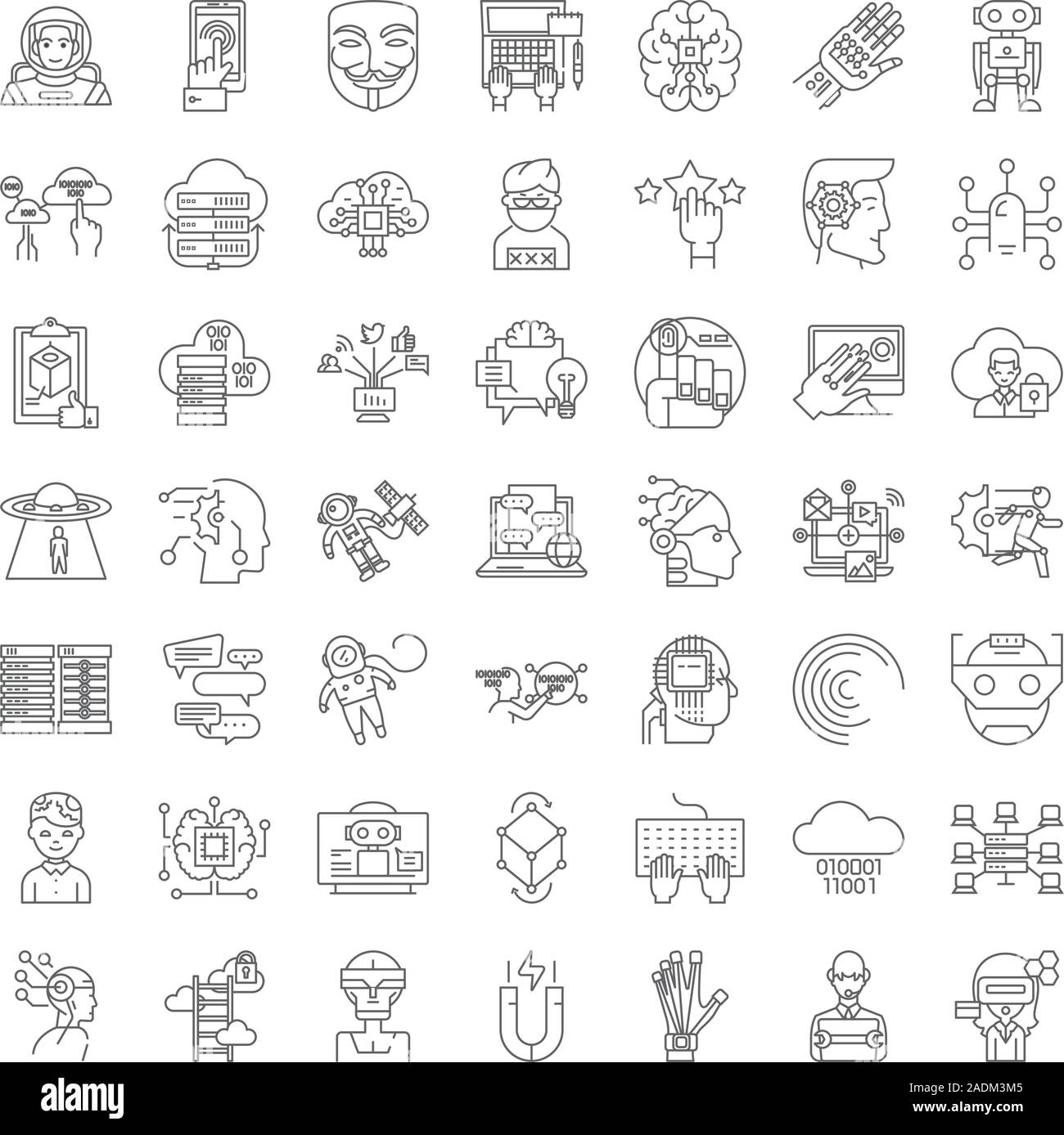 Augmented reality linear icons, signs, symbols vector line illustration set Stock Vector Image ...